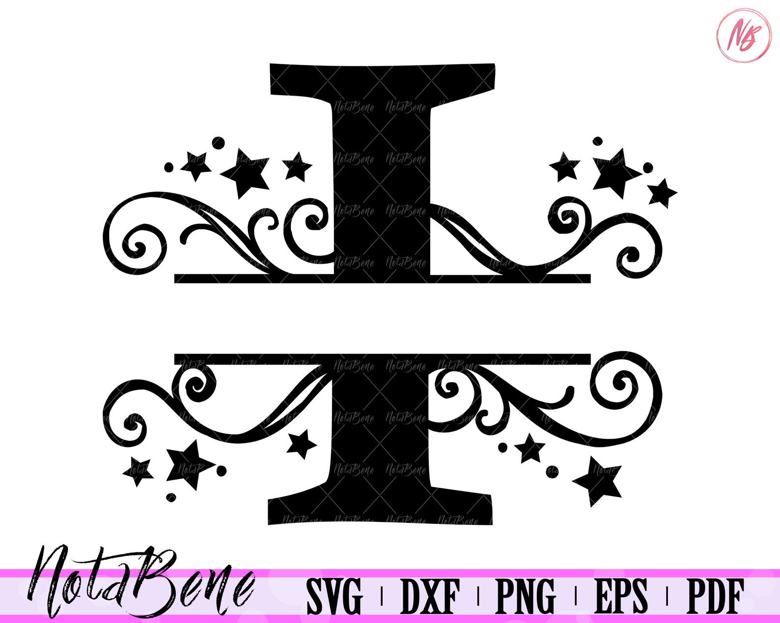I Split Monogram SVG Split Letter I SVG Divided Initial I | Etsy
