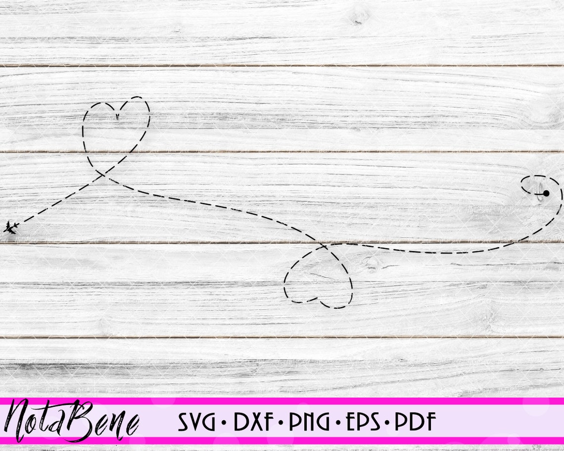 Dashed Plane Route Line Svg Dashed Heart Plane Flight Route - Etsy