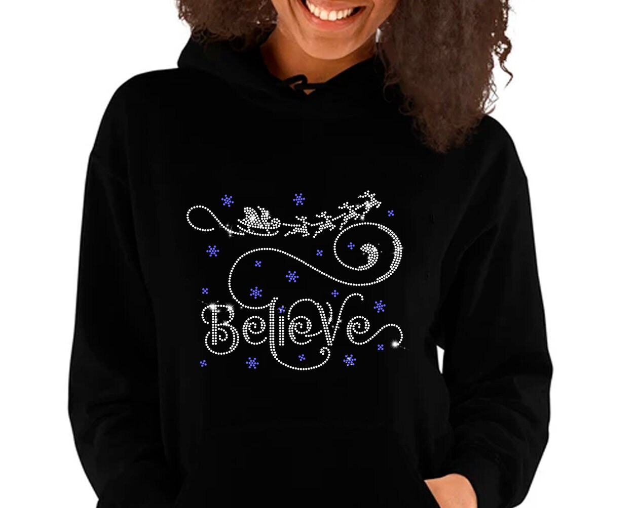 Believe Rhinestone Pattern SVG, Santa Sleigh Bling Template (digital ...
