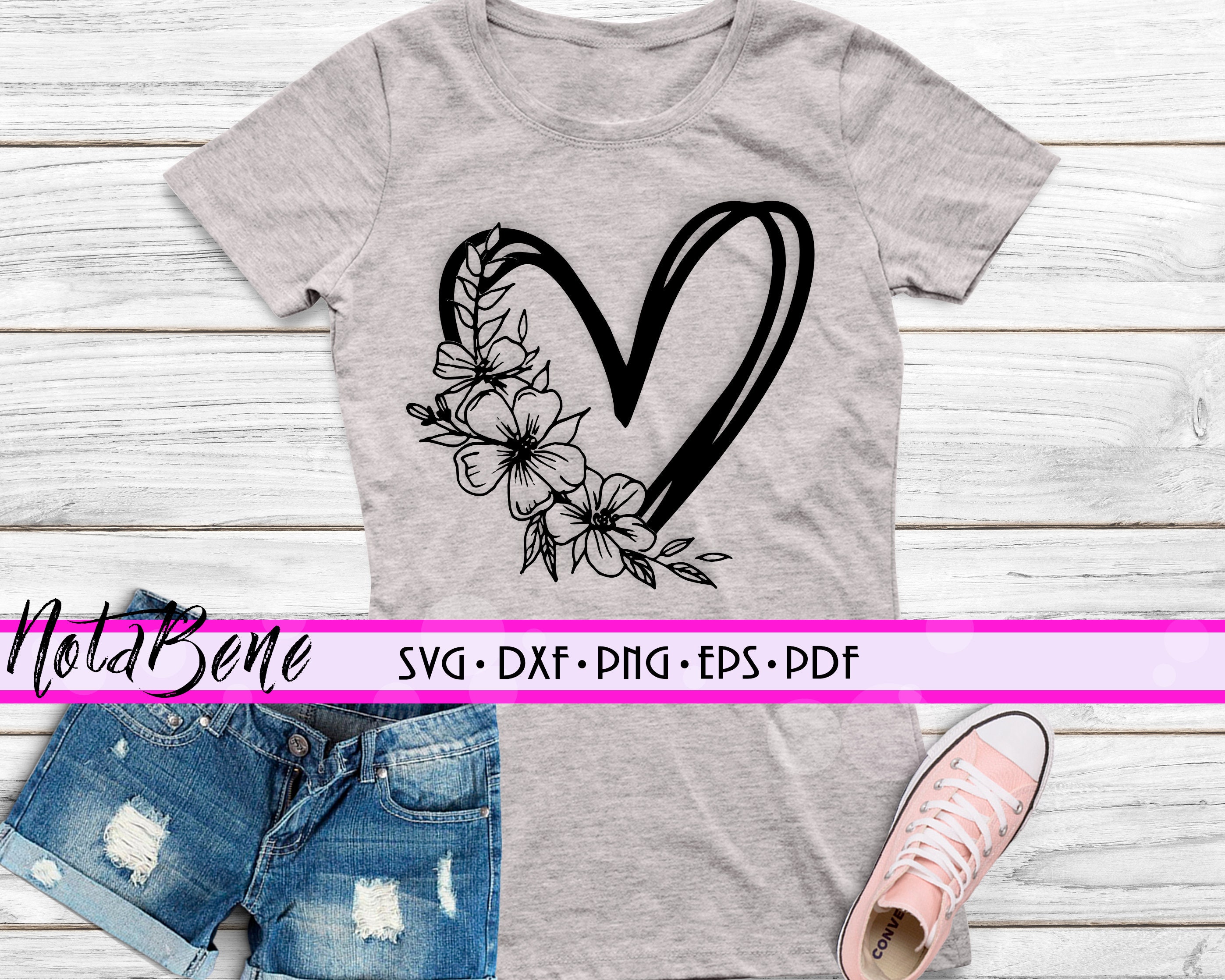 Floral Heart Svg Cut File Flowers Heart Clipart SVG Floral | Etsy