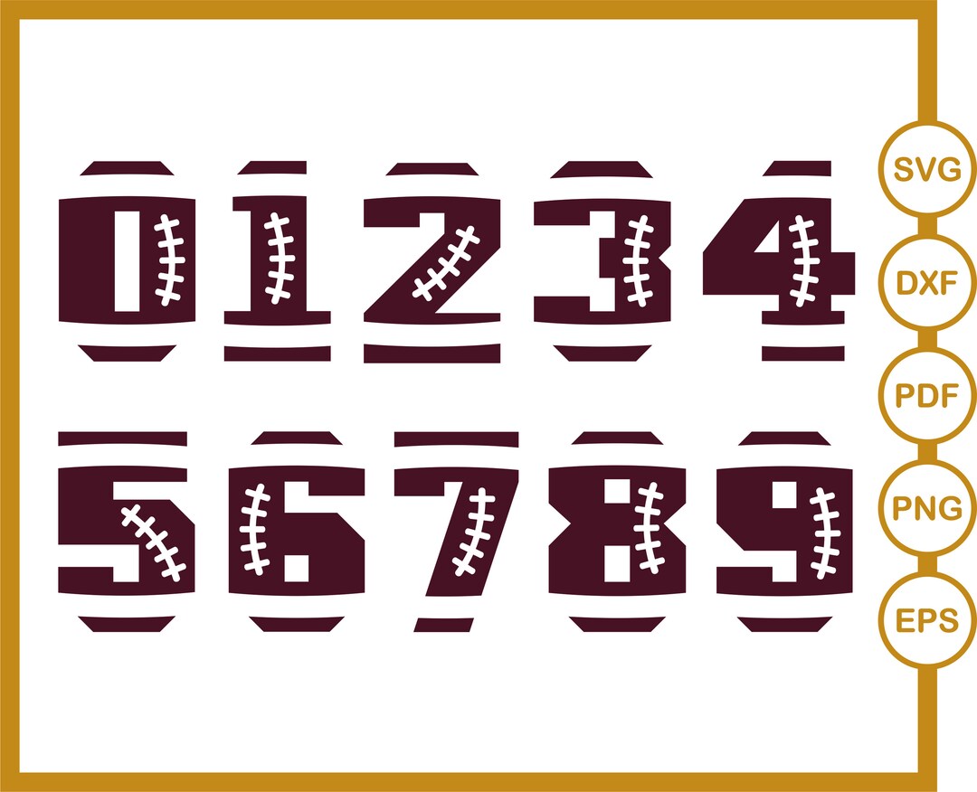 Football Player Numbers Svg Bundle Football Numerals Svg - Etsy