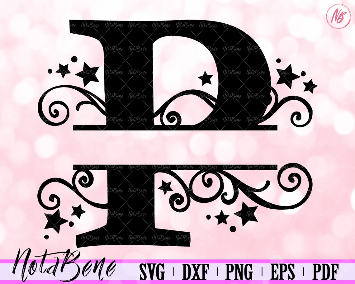 P Split Monogram SVG Swirls Stars Split Font Letter P SVG | Etsy