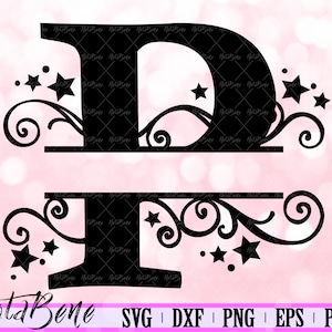 P Split Monogram SVG Swirls Stars Split Font Letter P SVG Elegant ...
