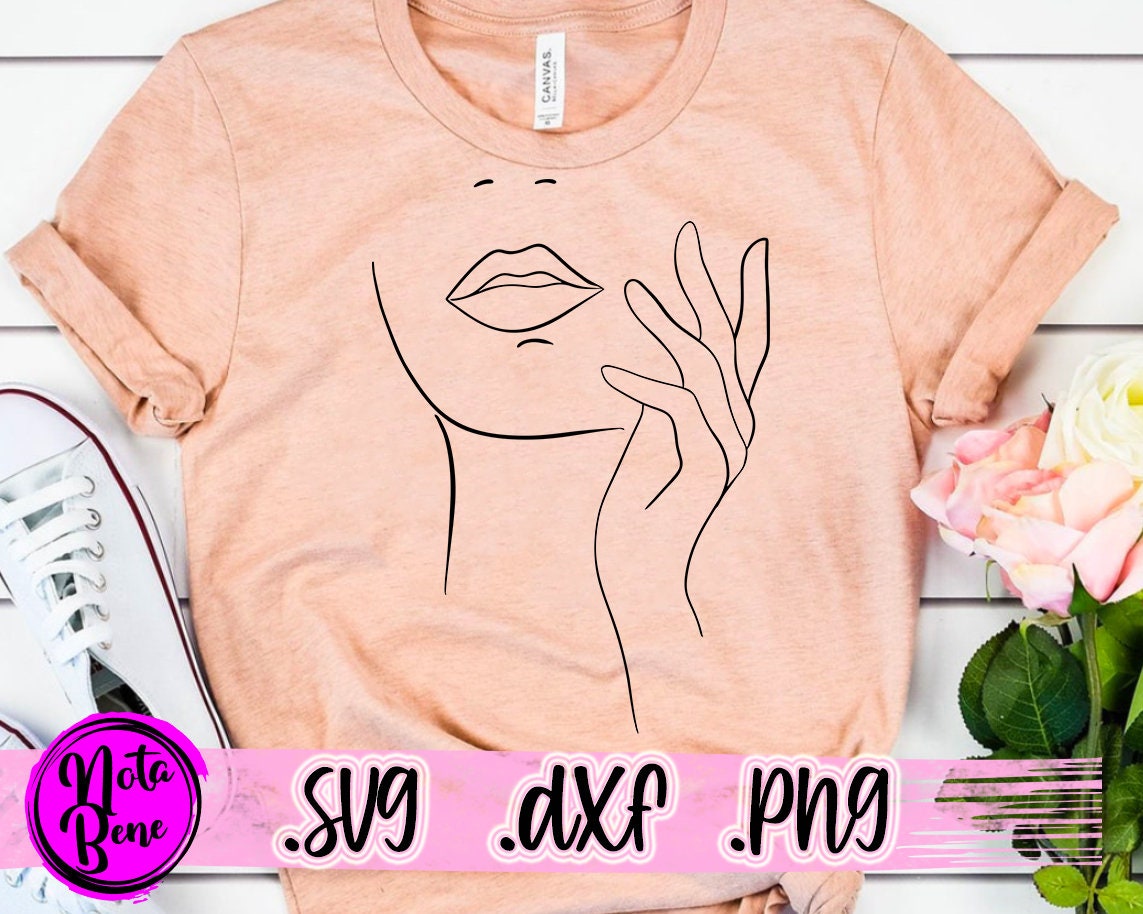 Face Single Line Art SVG Girl's Face Cut File Lips SVG - Etsy