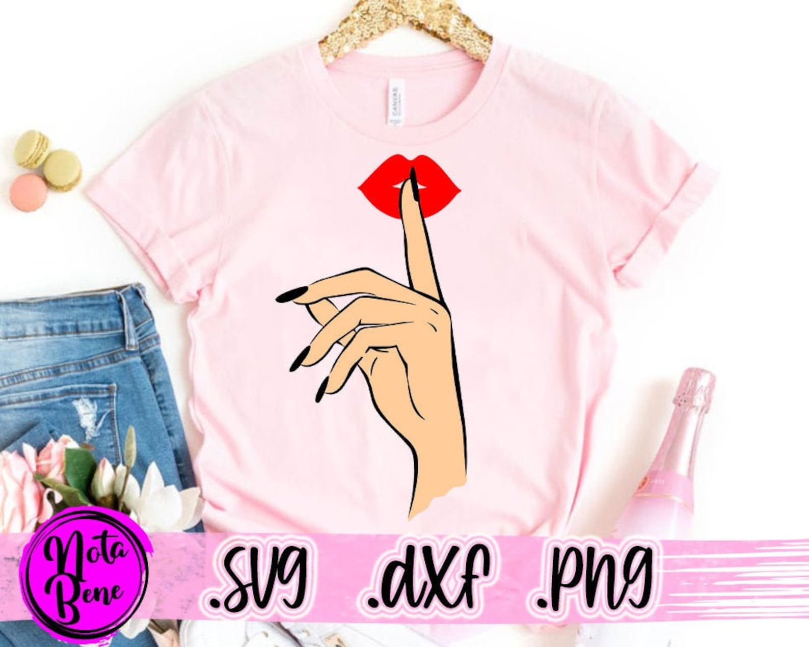 LAYERED Finger on Lips SVG, Silence Sign, Woman Lips Cut File, Shhhh ...