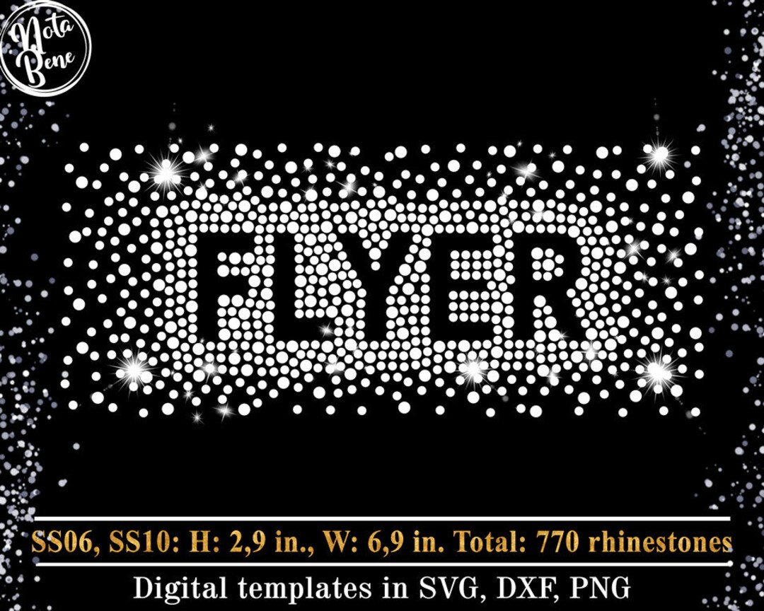 FLYER Rhinestone Template SVG, Cheerleader Top, Scattered Spray Effect ...