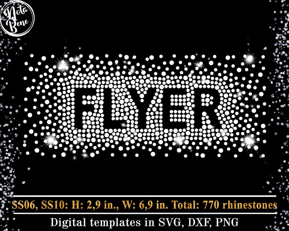 FLYER Rhinestone Template SVG, Cheerleader Top, Scattered Spray Effect ...