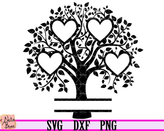 Tree Four Hearts SVG Family Tree Monogram Svg Family Svg - Etsy