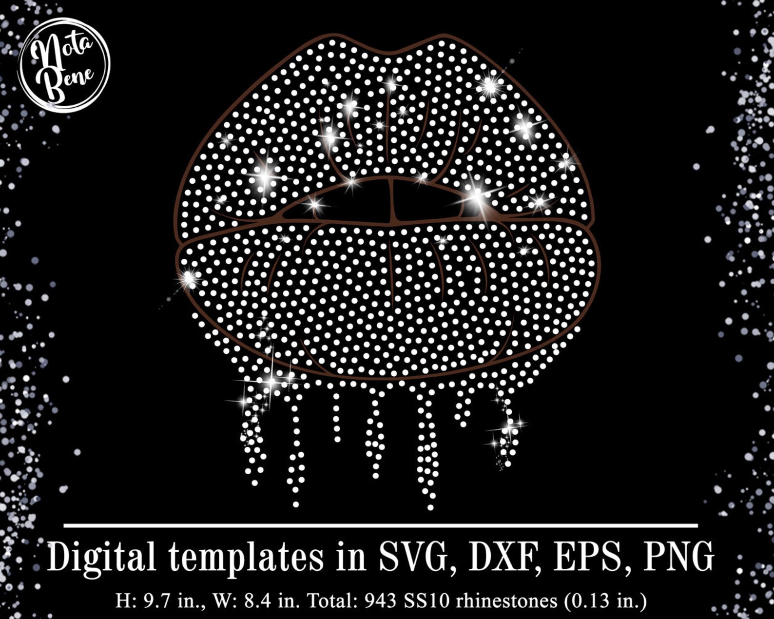 Rhinestone Template Svg Dripping Lips Svg Digital Download - Etsy