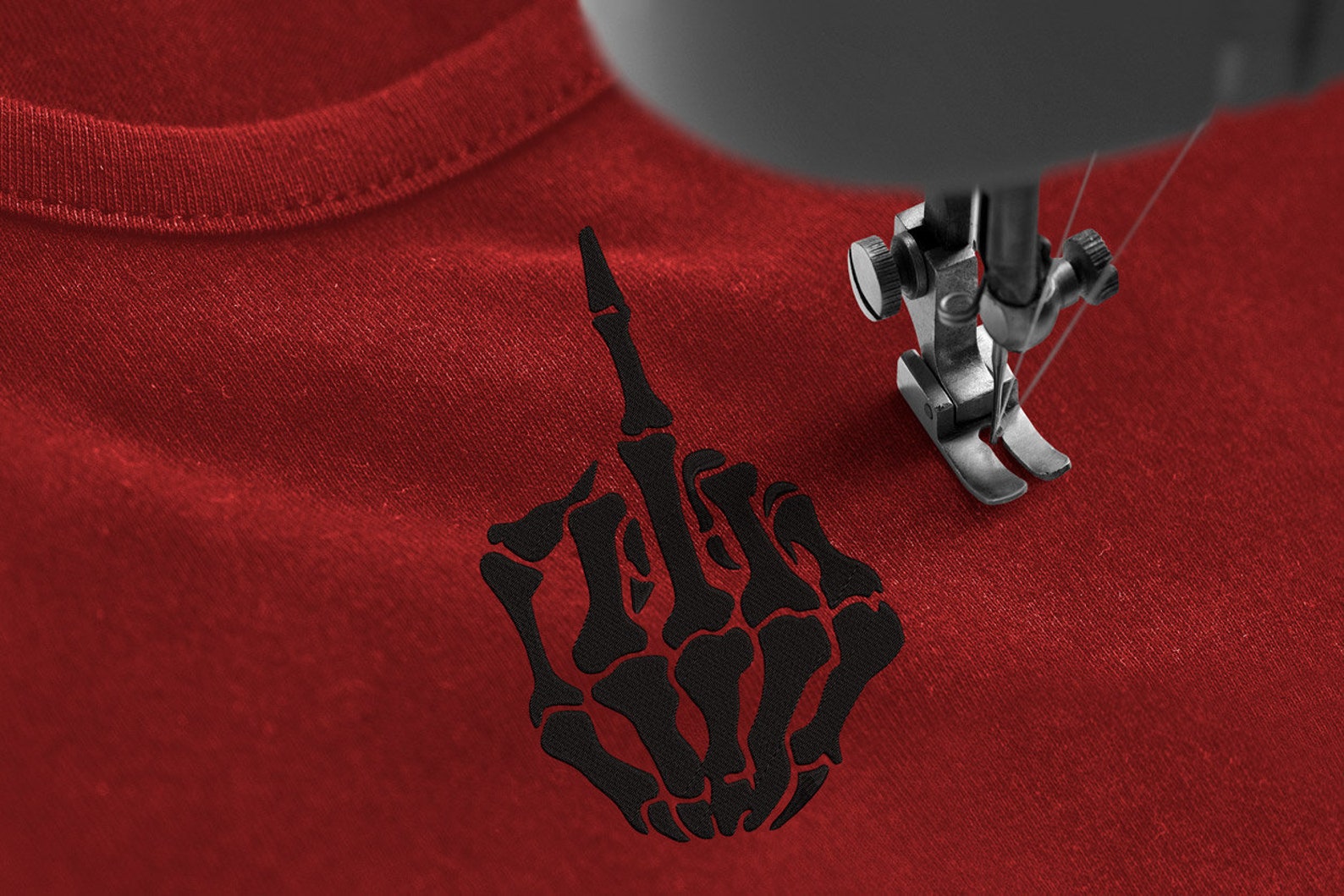 Skeleton Middle Finger Embroidery Halloween Machine - Etsy