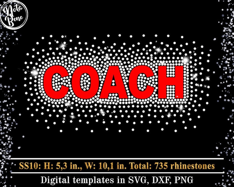 COACH Rhinestone Template SVG Cheerleader Scattered Spray - Etsy