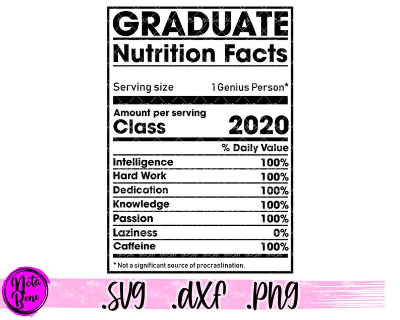Graduate Nutrition Facts SVG Cut File Gradation Svg Senior | Etsy