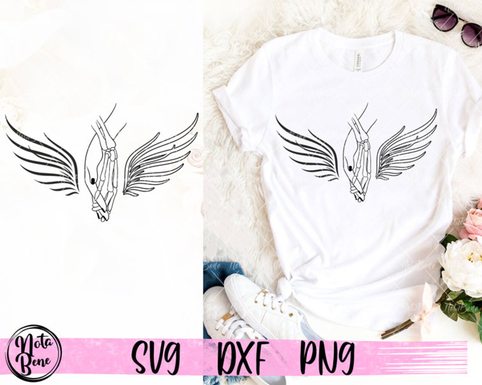 Skeleton Hand Angel Wings SVG in Loving Memory Svg Memorial | Etsy