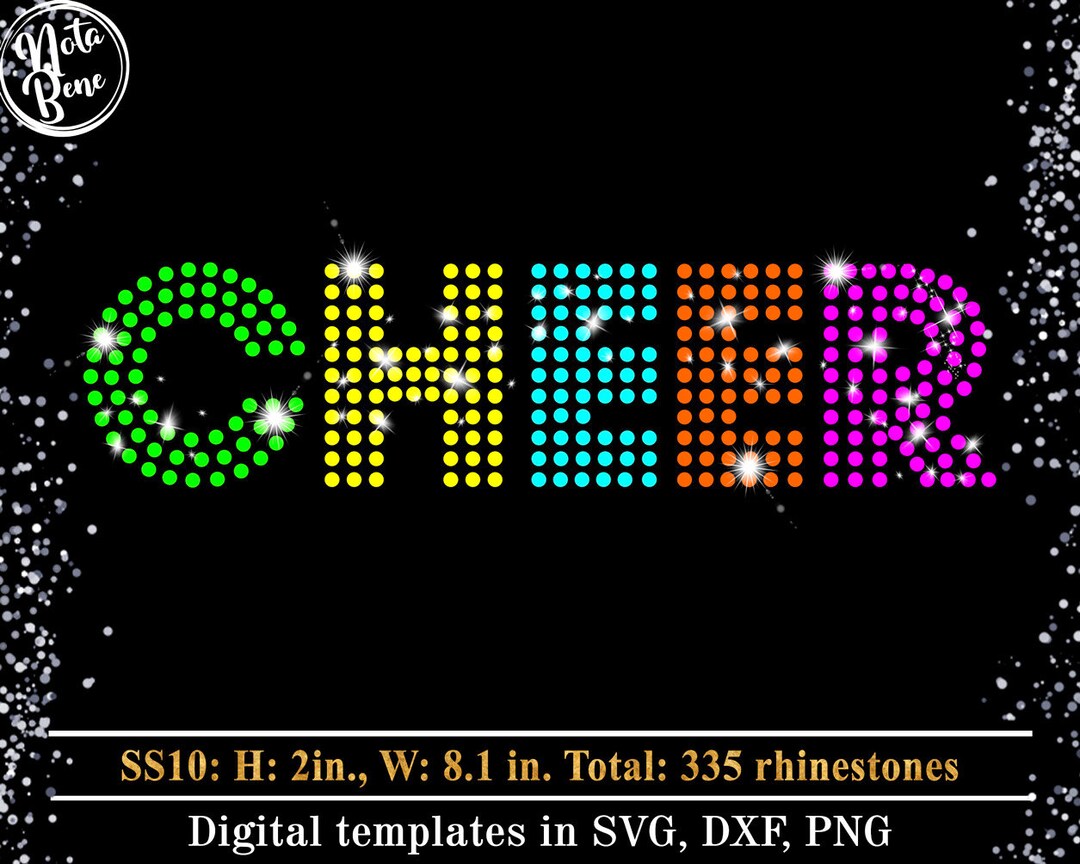 CHEER Rhinestone Template SVG, Cheer Bling Svg, Cheerleader Hotfix ...