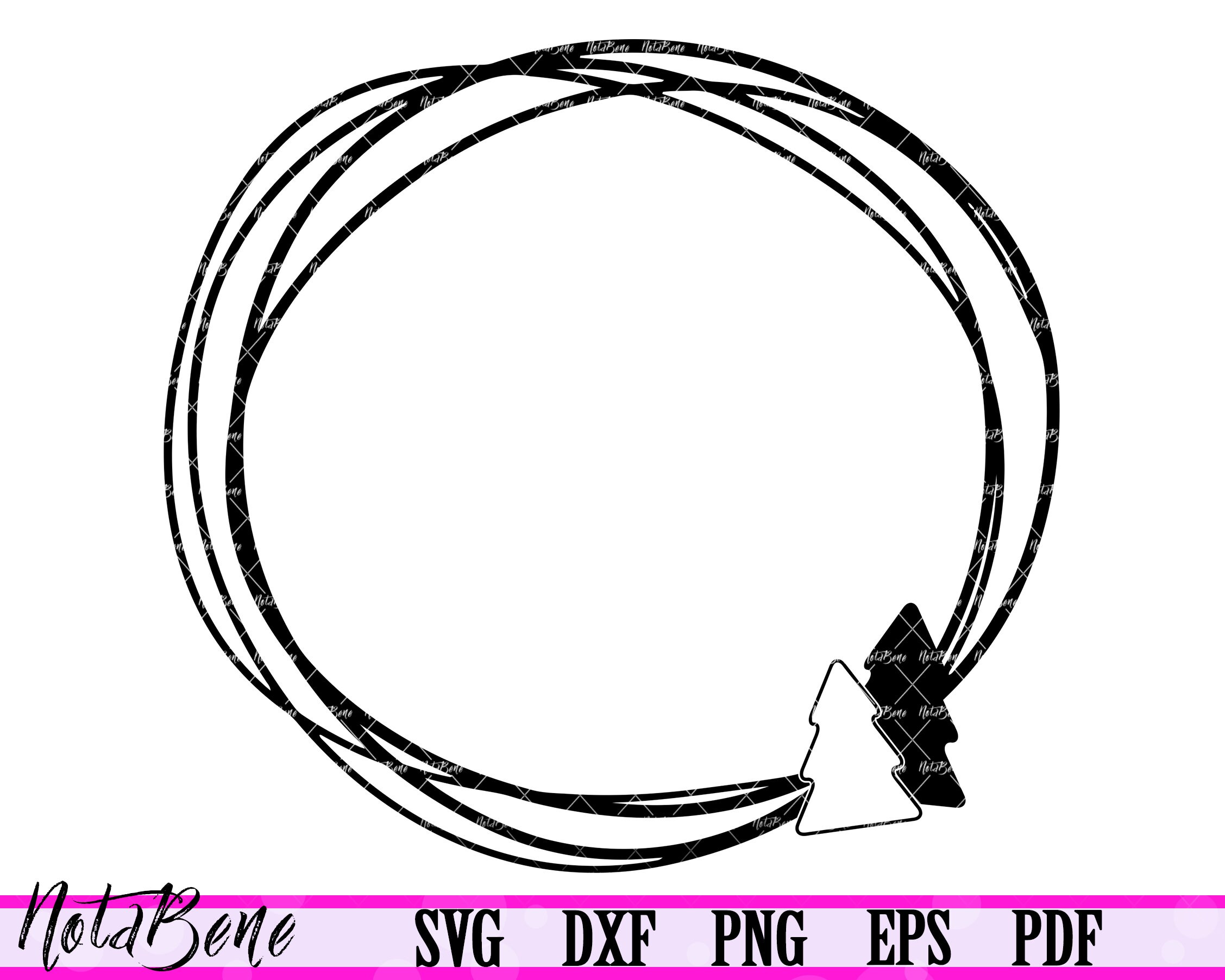 Christmas Tree Circle Frame SVG Christmas Monogram Frame | Etsy