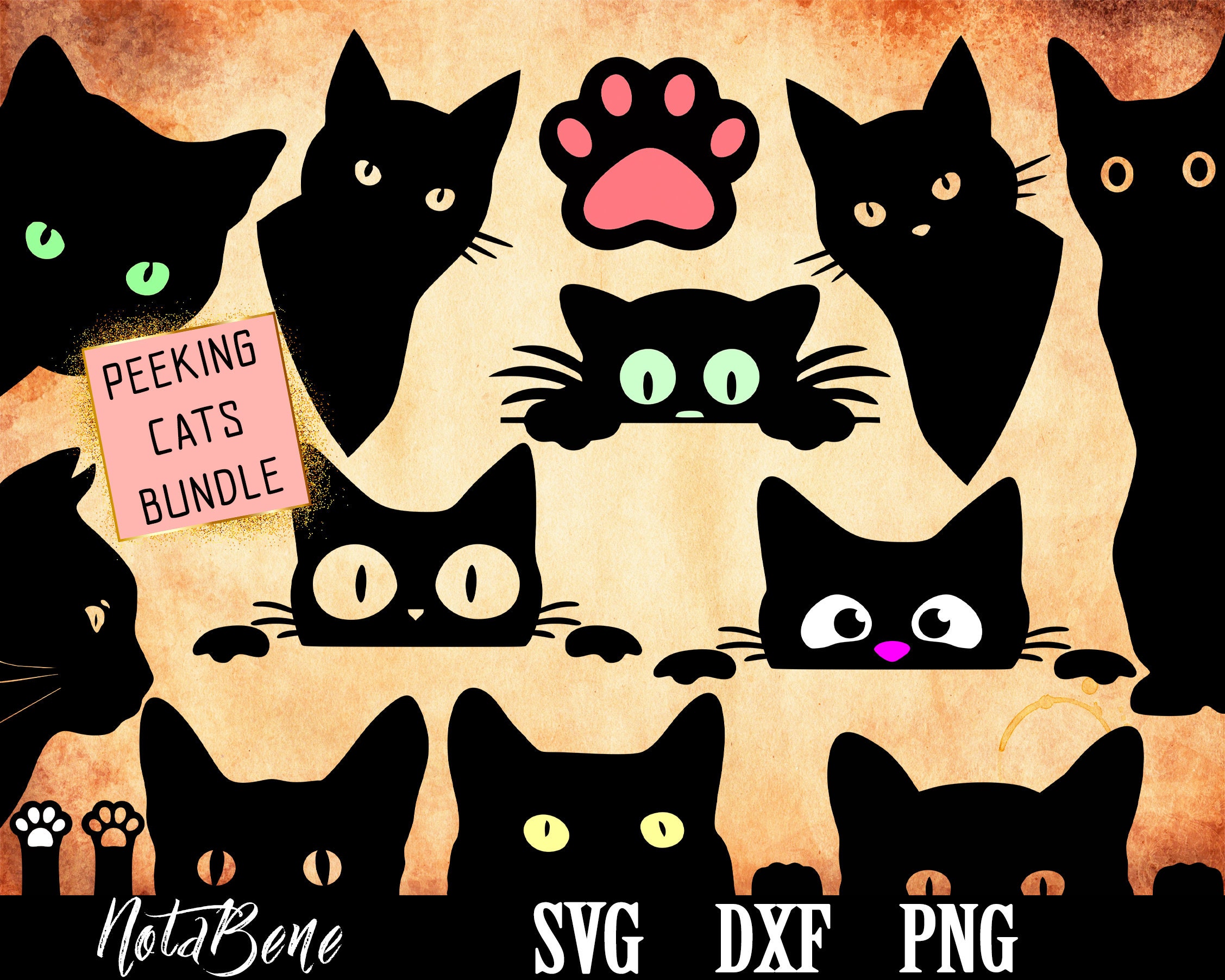 Peeking Black Cat SVG Silhouette Clipart Peek a Boo Cats SVG - Etsy Canada