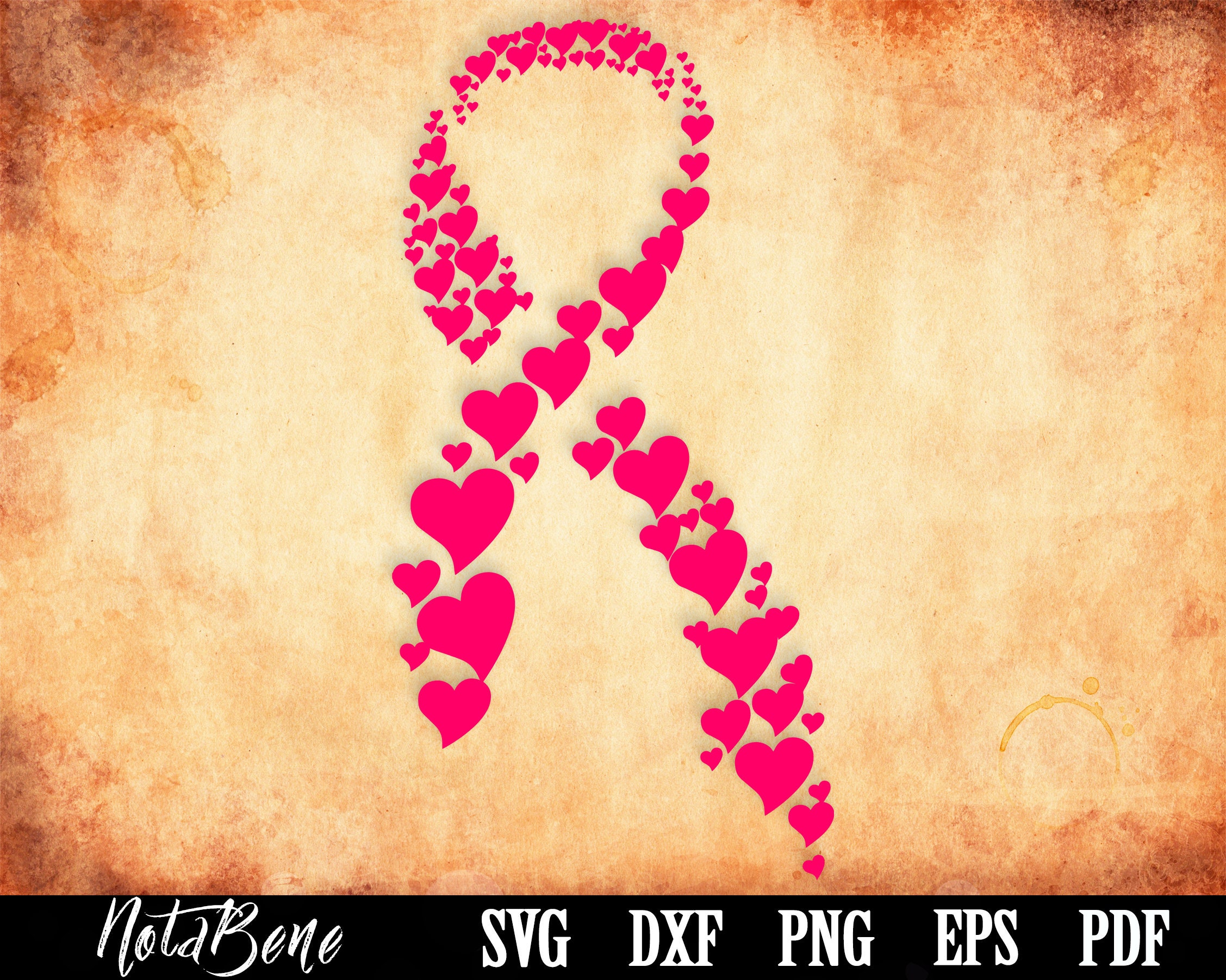 Cancer Ribbon Hearts Svg Cancer Survivor Awareness Ribbon SVG Breast ...