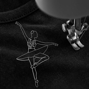 Ballerina Line Art Machine Embroidery Design, Ballet Dancer Girl ...