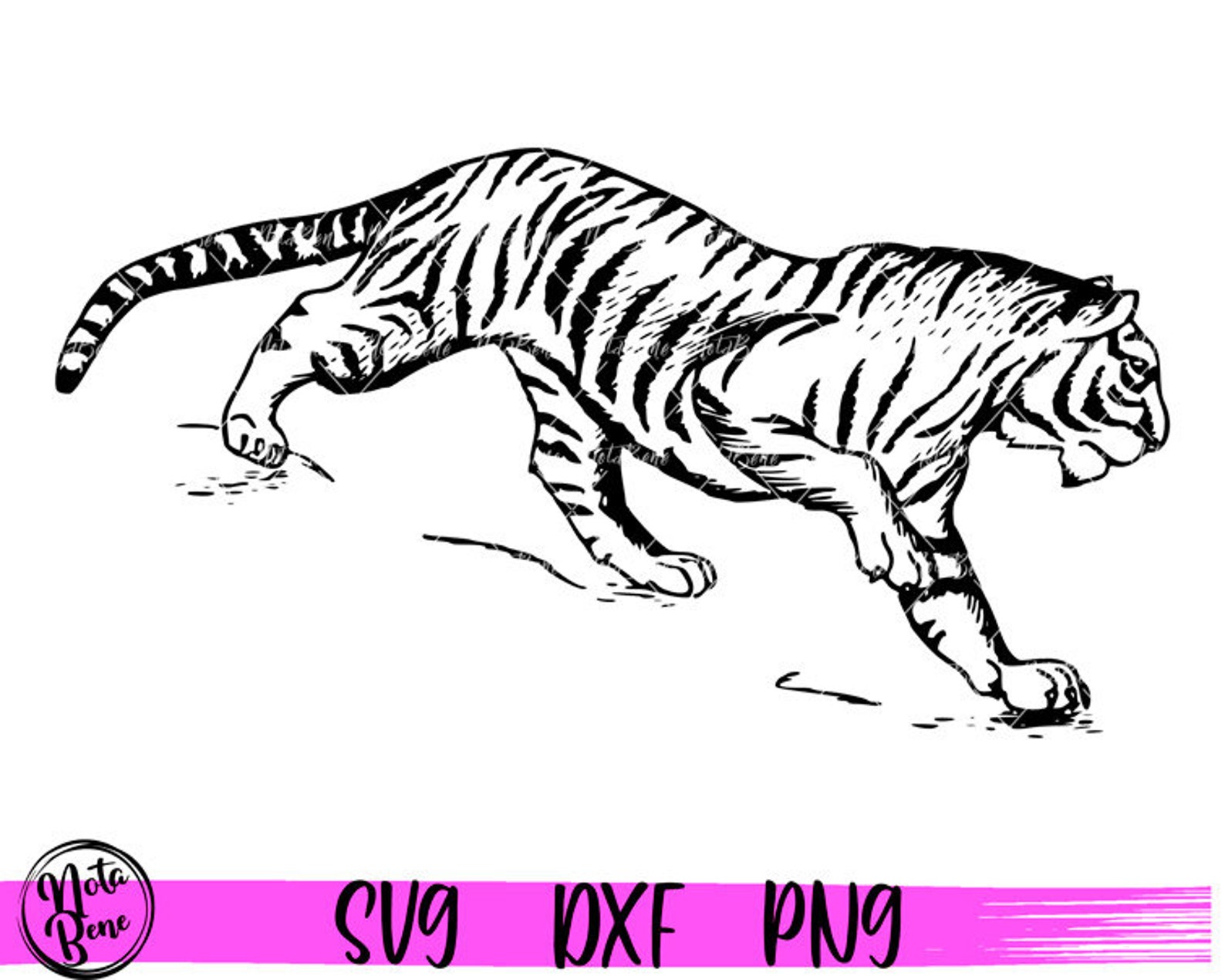 Tiger Walking Down SVG Wild Animals Svg Clipart Cut File Tiger | Etsy