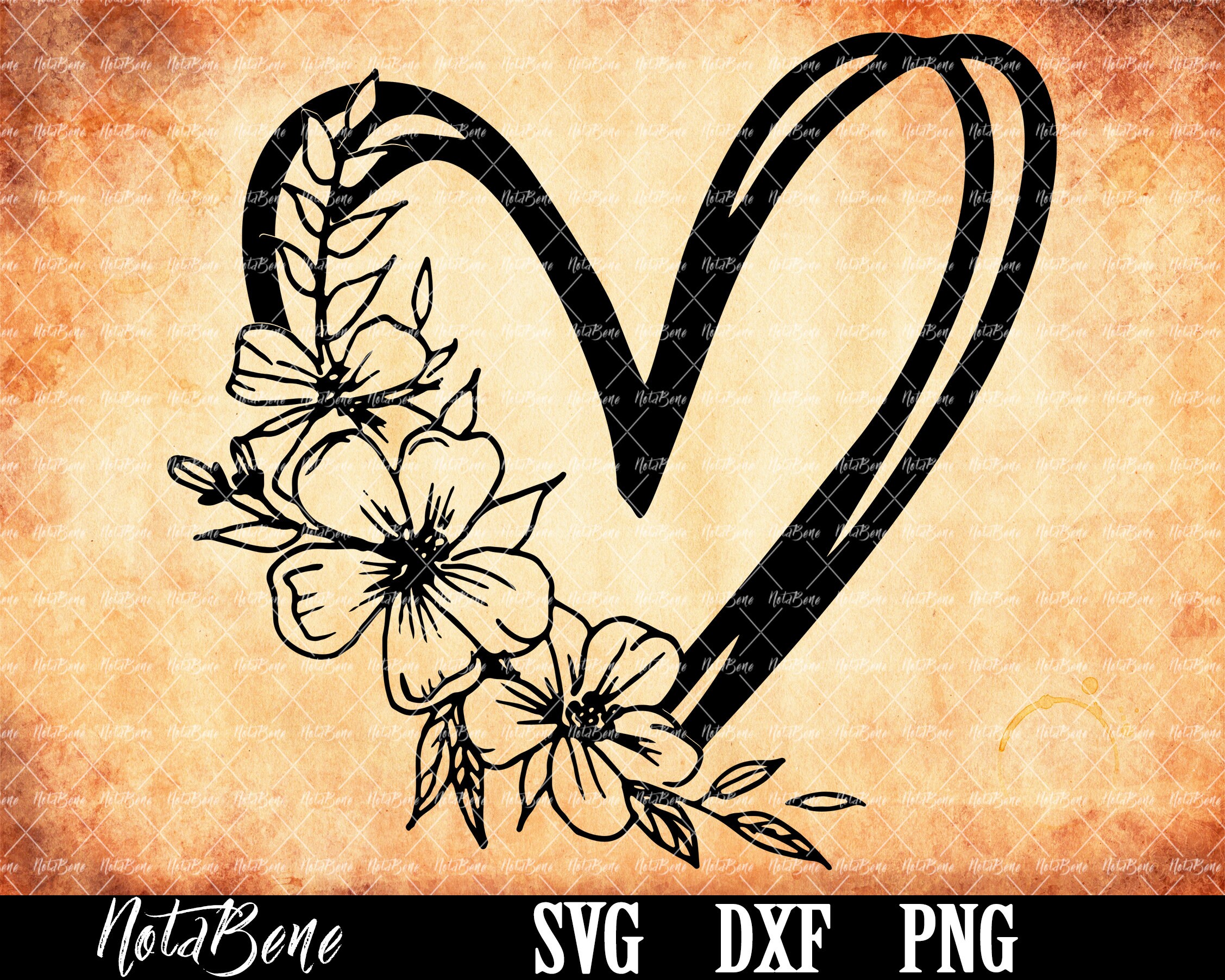 Floral Heart Svg Cut File Flowers Heart Clipart SVG Floral | Etsy