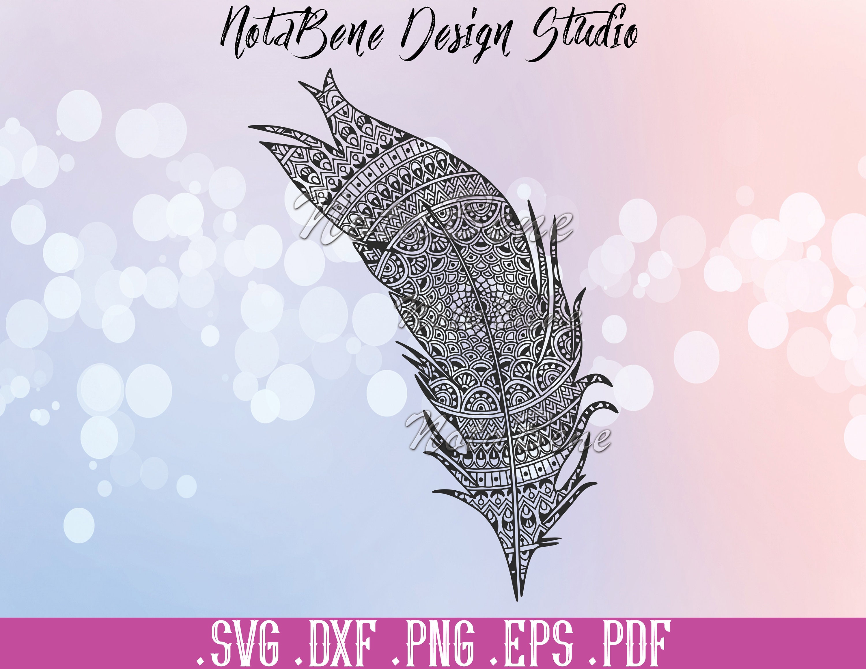 Mandala Style Feather SVG Zentangle Feather SVG Intricate Boho - Etsy