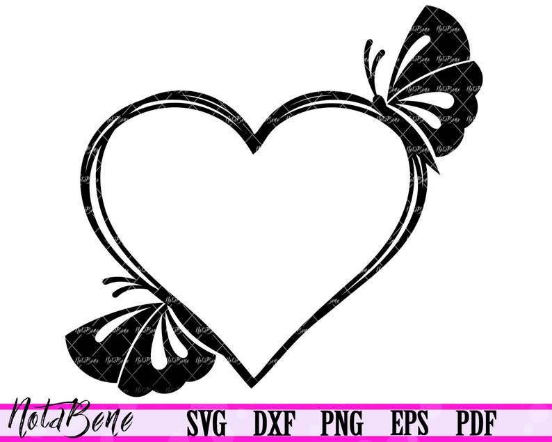 Butterfly Heart Frame Svg Cut file Butterfly Heart Clipart SVG | Etsy