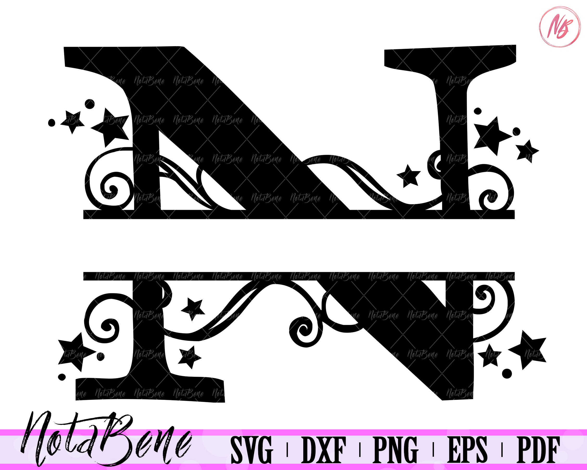 N Split Monogram SVG Split Letter N SVG Diviso Iniziale N File | Etsy