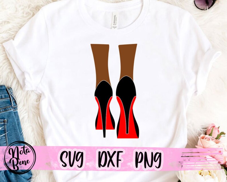 Woman in Red Bottoms Svg Cut File Afro Girl on High Heels Red | Etsy