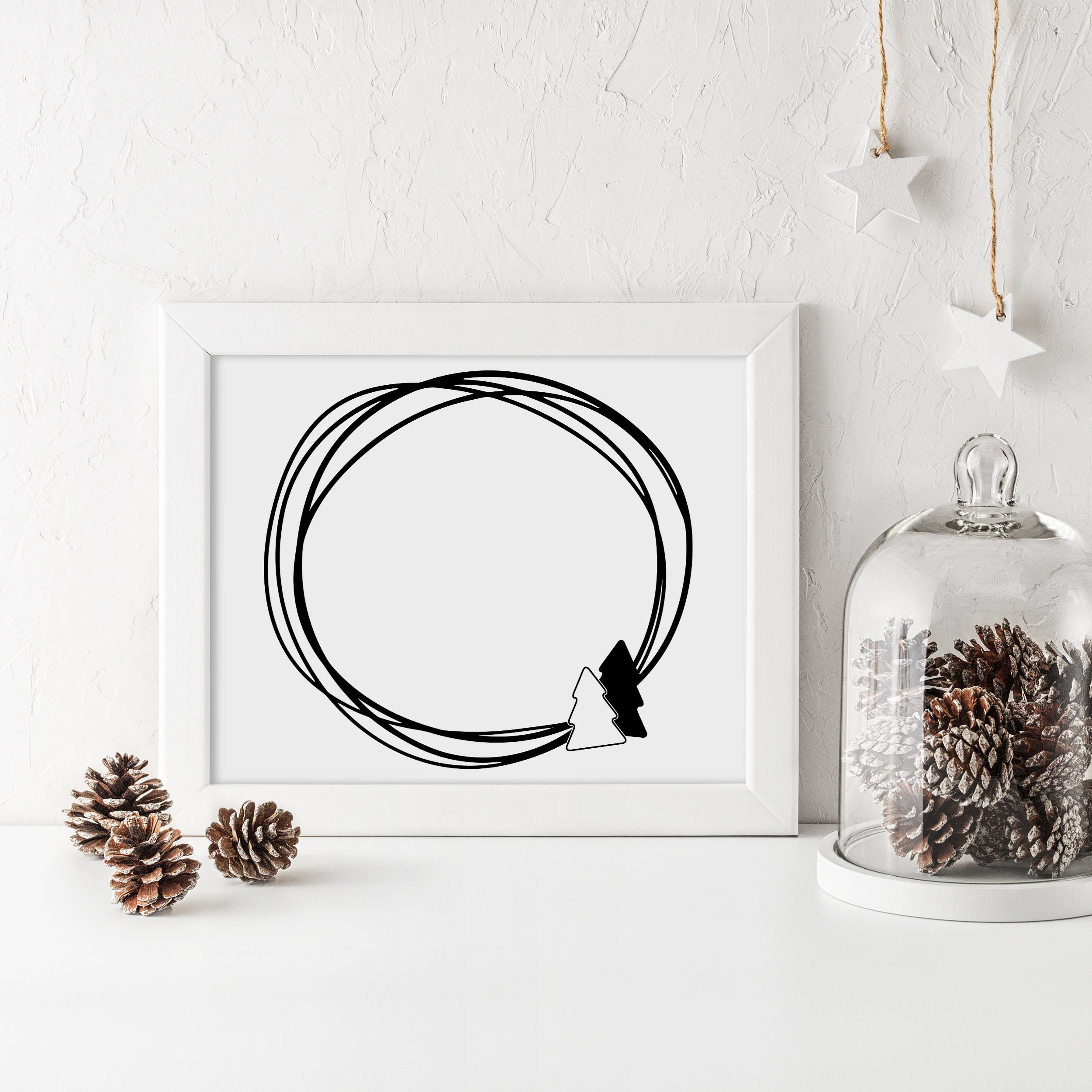 Christmas Tree Circle Frame SVG Christmas Monogram Frame | Etsy