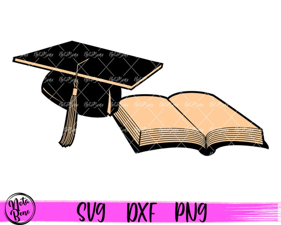 Grad Cap and Book SVG Cut File Graduation Cap Svg Senior Cap - Etsy
