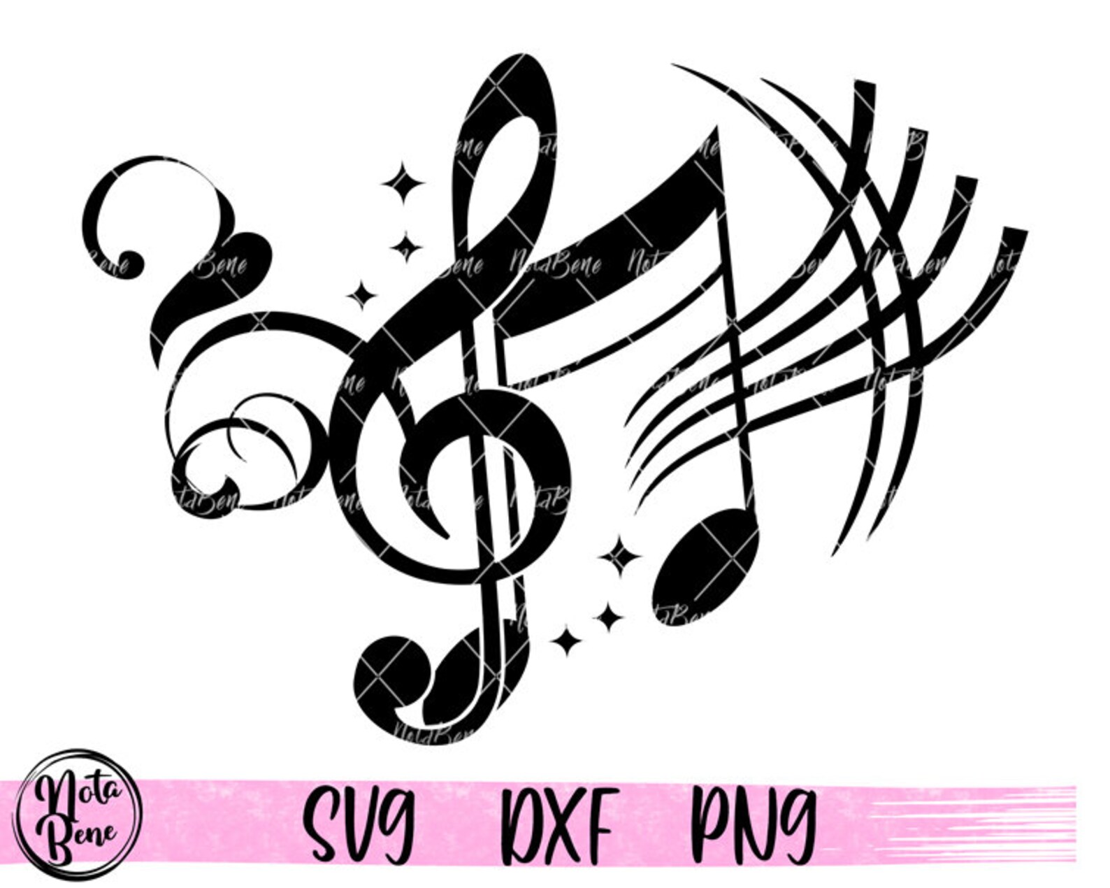 Music Sheet Swirls Svg Treble G Clef Decorative Svg Music - Etsy