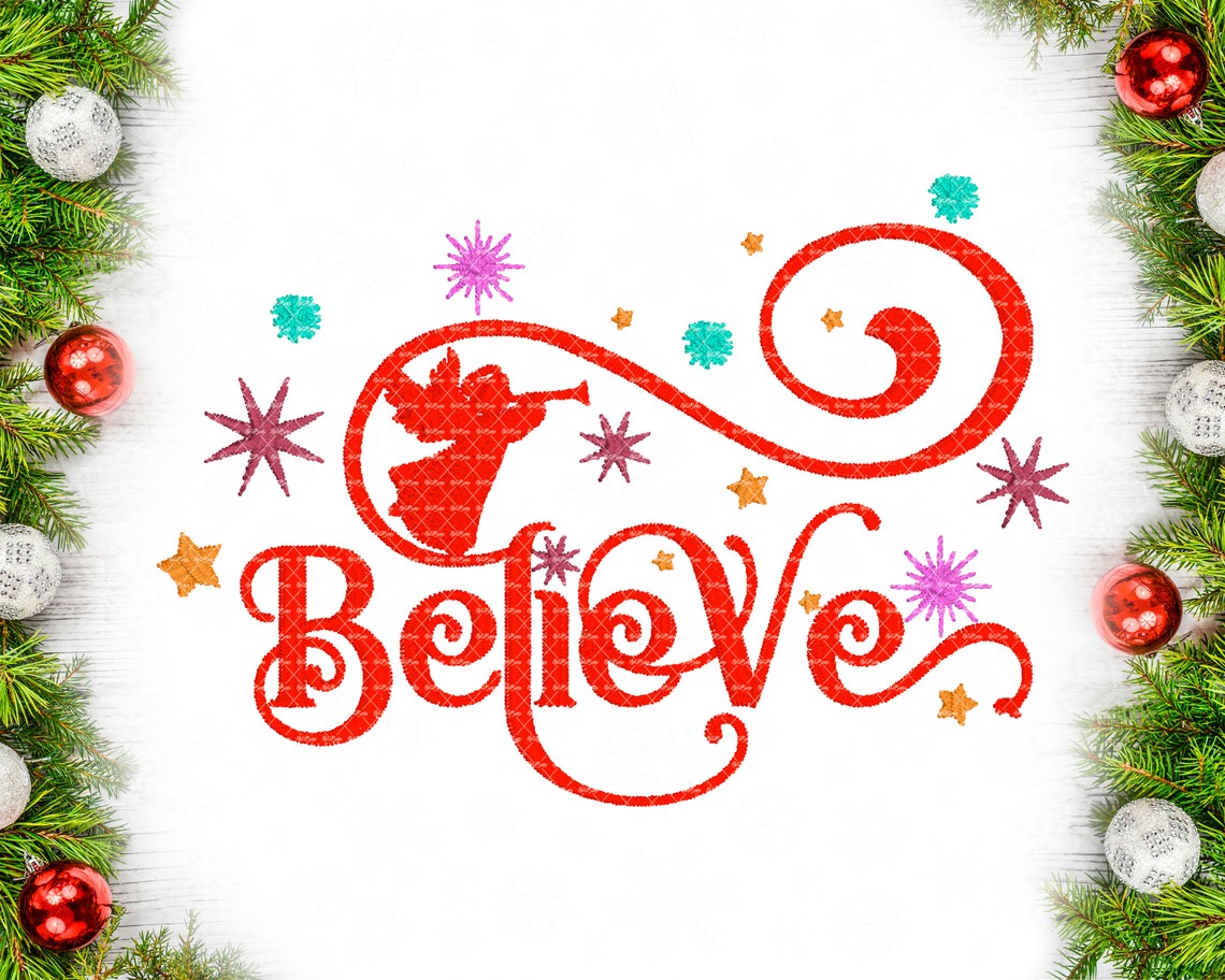 Christmas Embroidery Design, Believe Embroidery, Christmas Angel ...