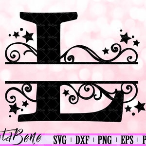 L Split Monogram SVG Split Letter L SVG Divided Initial L Decorative L ...