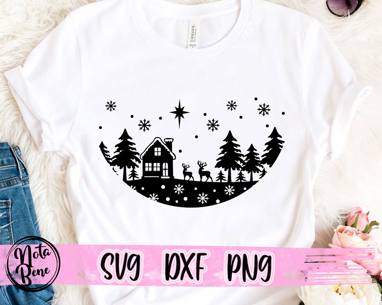 Night Christmas Village Town SVG Christmas Scene Svg Window Display ...
