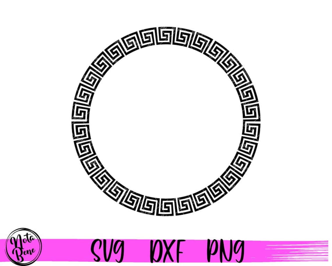 Circle Greek Key Frame SVG, Greek Wave Pattern Svg, Seamless Meander ...