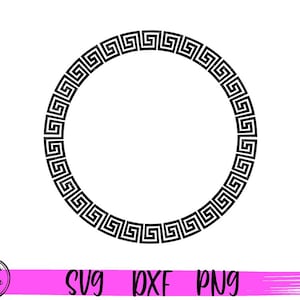 Circle Greek Key Frame SVG, Greek Wave Pattern Svg, Seamless Meander ...