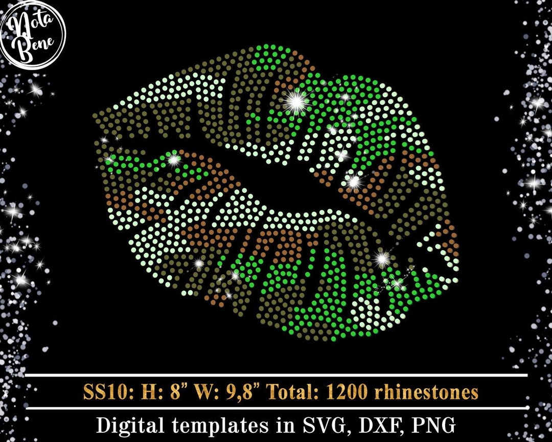Camo Lips Rhinestone SVG Template, Bling Shirt Design (digital Download ...