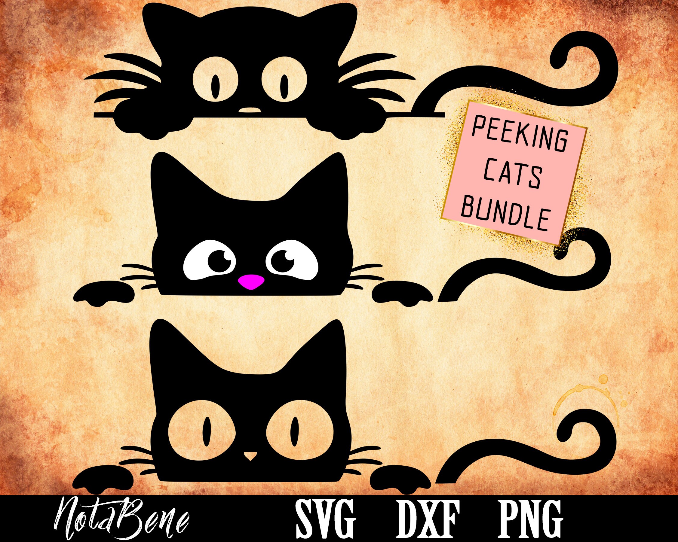 Peeking Black Cat SVG Clipart, Peek a Boo Cats SVG Peekaboo Cat Cut ...