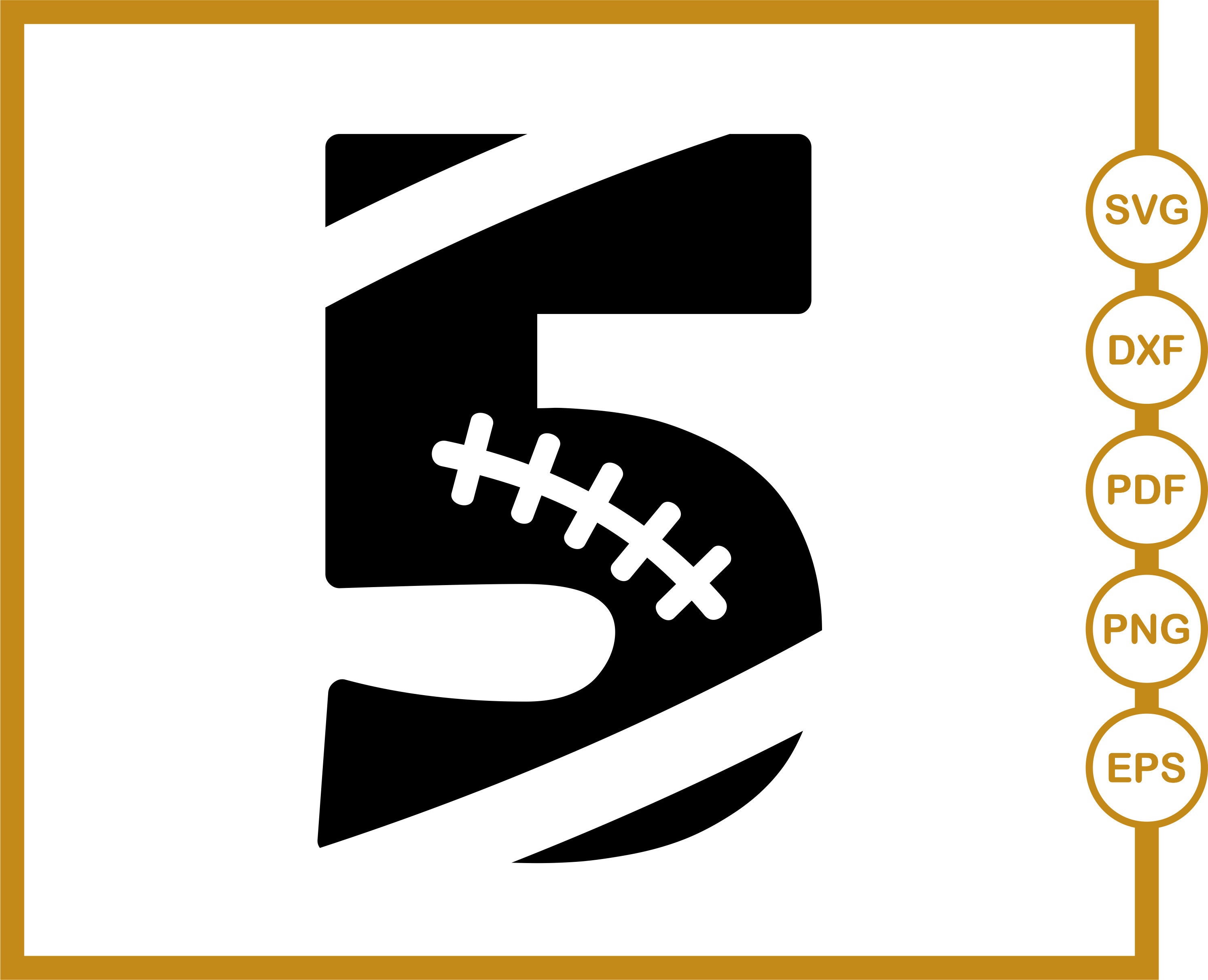 Football Player Number 5 Five SVG Football Cut File Shirt | Etsy