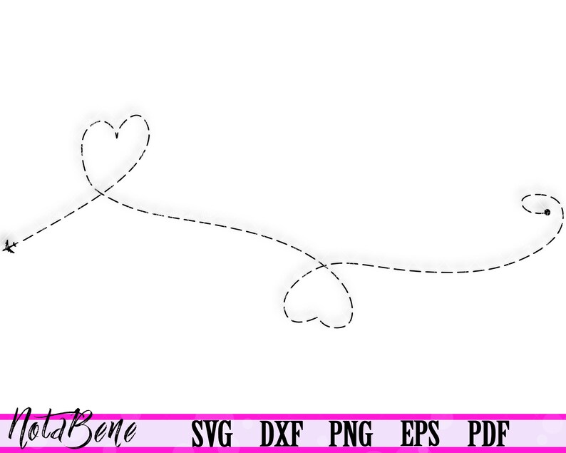 Dashed Plane Route Line Svg Dashed Heart Plane Flight Route - Etsy