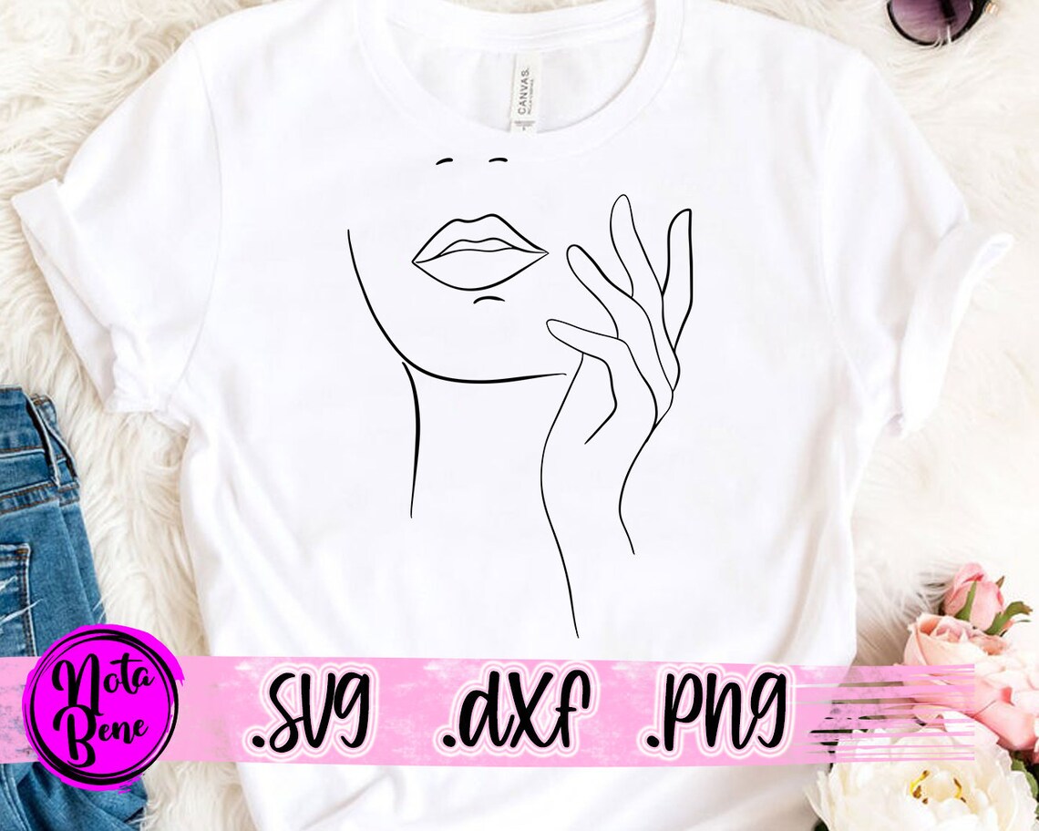Face Single Line Art SVG Girl's Face Cut File Lips SVG - Etsy