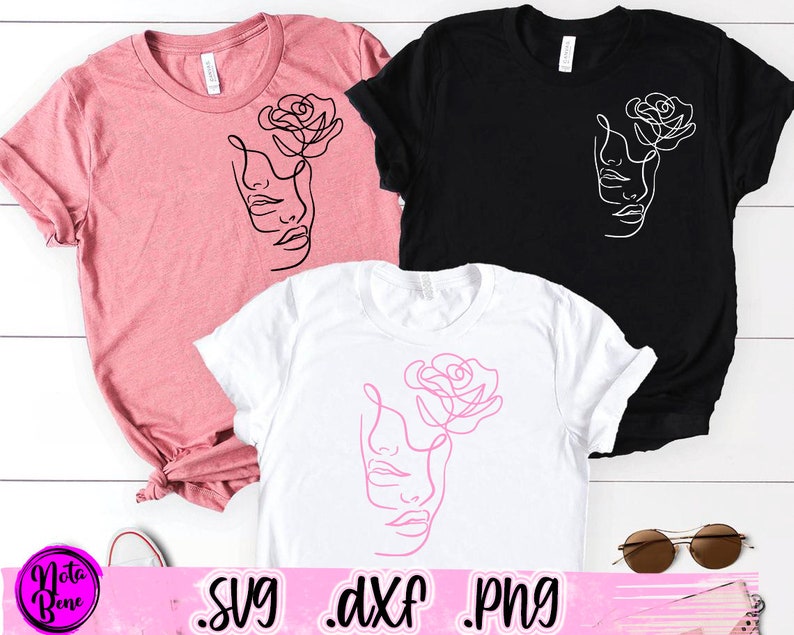 Two Women Face Svg Floral Flowers Single Line Art Svg Two | Etsy