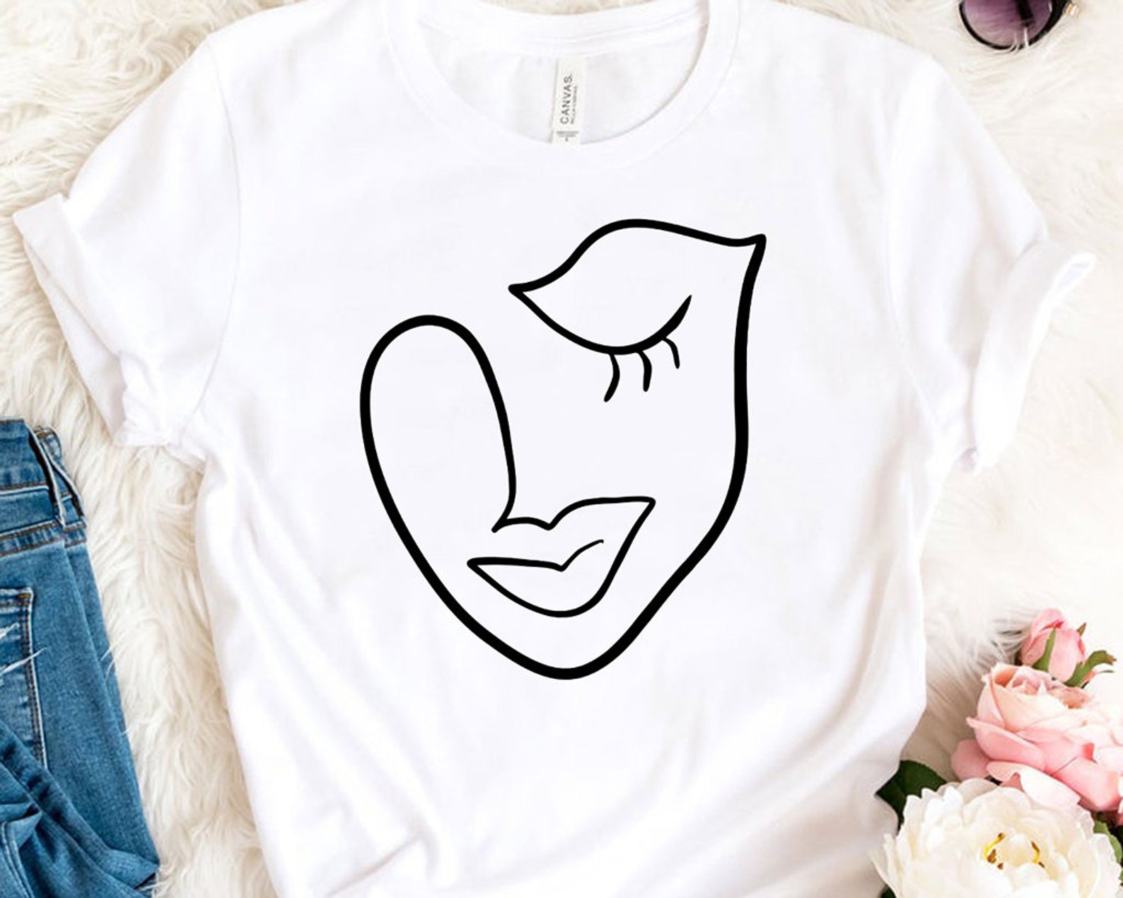 Abstract Woman Face Svg Single Line Art Svg Girls Face Tattoo | Etsy