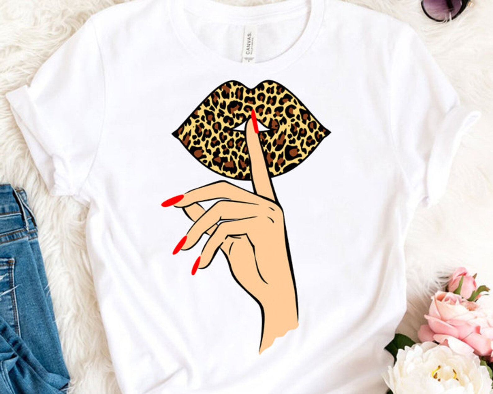 Leopard Lips Svg Finger on Lips SVG Silence Sign Svg Woman - Etsy