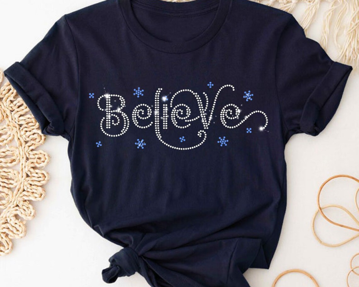 Believe SVG Rhinestone Template Svg Christmas Rhinestone - Etsy