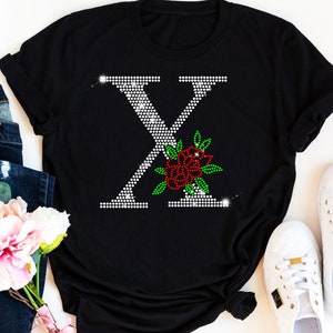 Rhinestone Monogram X Template SVG Floral Diamond Bling - Etsy