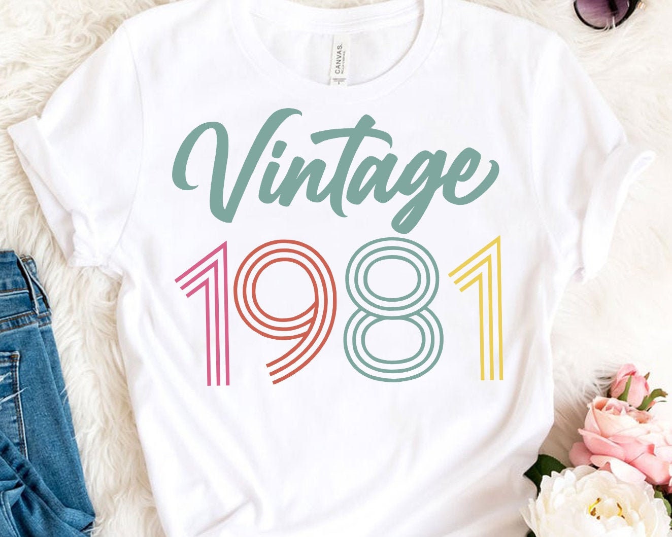 Vintage 1981 SVG Vintage Birthday Retro Shirt Svg Silhouette - Etsy