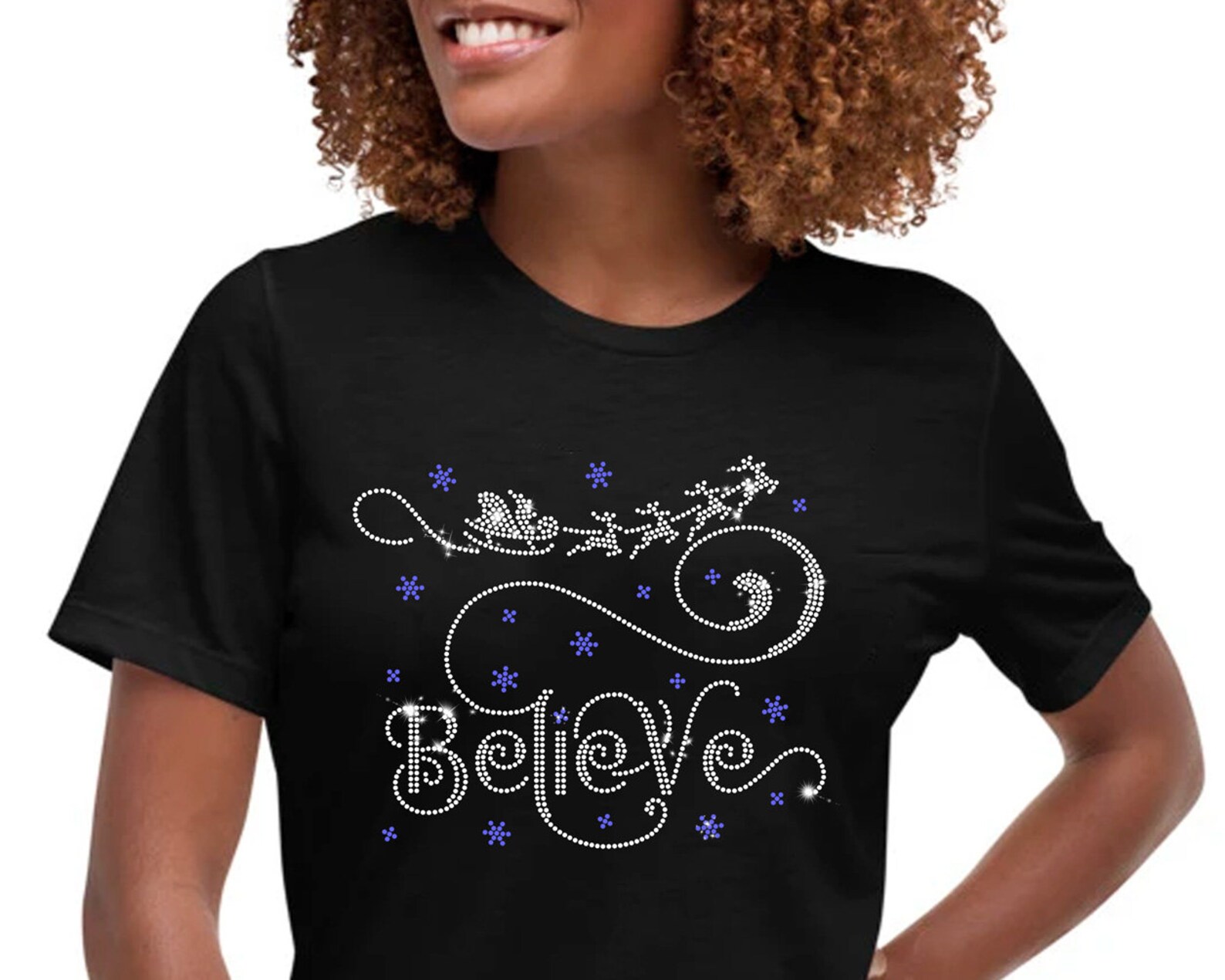 Believe Rhinestone Pattern SVG, Santa Sleigh Bling Template (digital ...