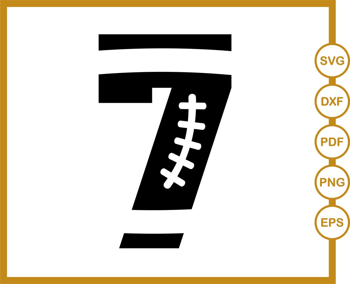 Number 7 Seven Football Player SVG Cut file NFL Football | Etsy