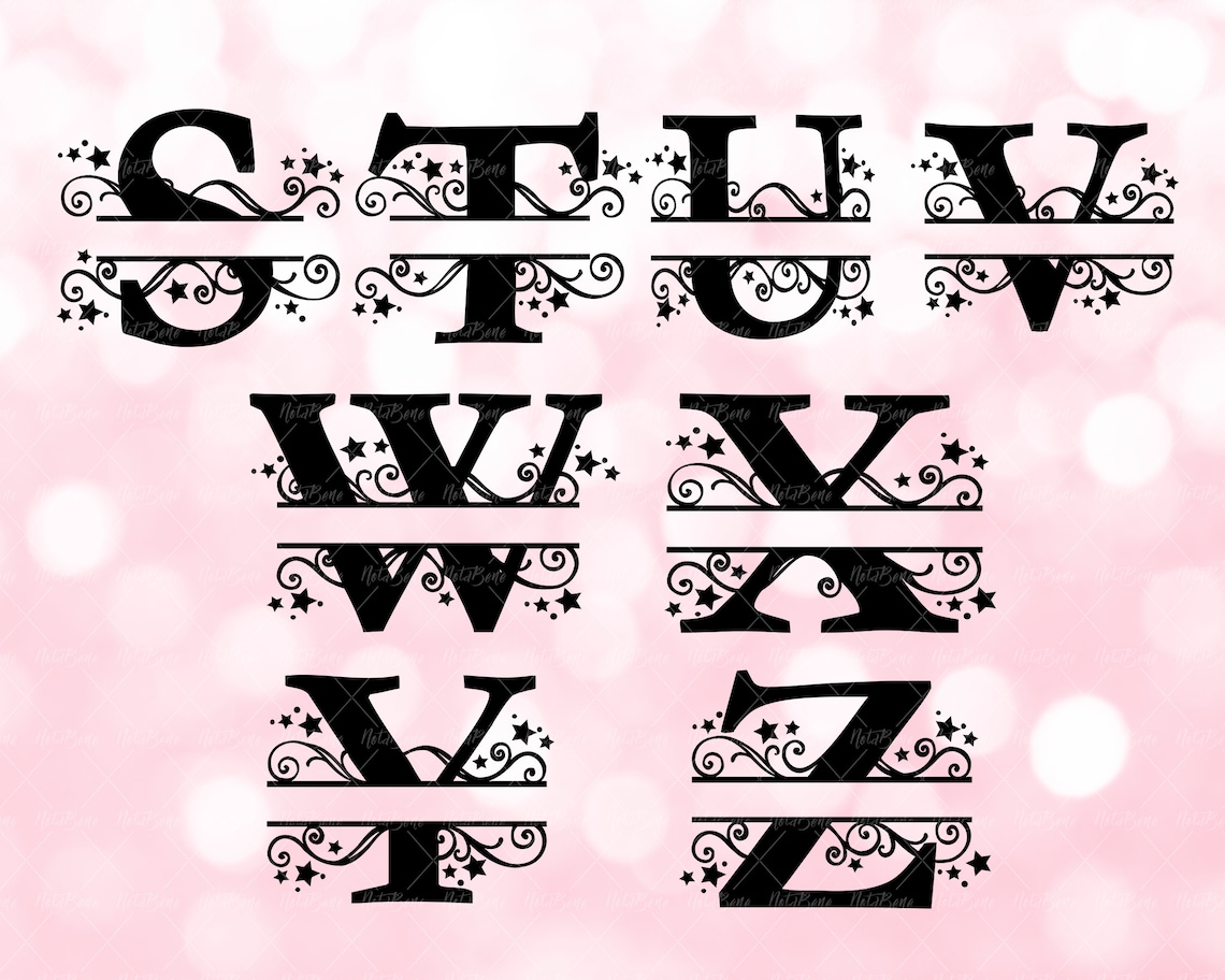 Split Monogram Letters Split Alphabet Svg Files for Silhouette | Etsy